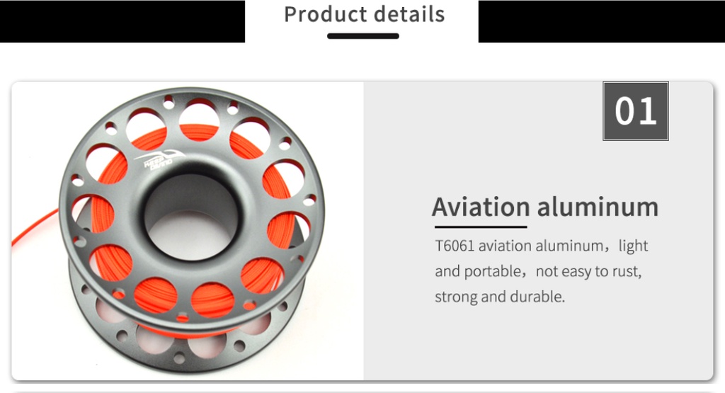 15M/30M Scuba Diving Aluminum Alloy Spool Finger Reel with Stainless ...