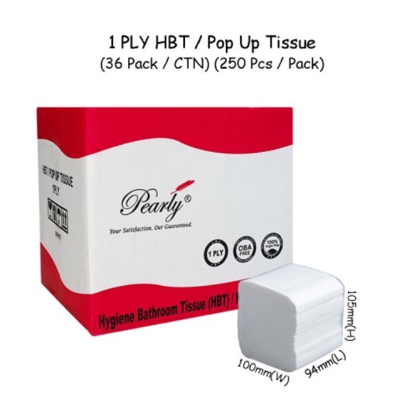 Pop Up Tissue Pearly Pop Up Tissue 1Ply Virgin pulp 新料擦嘴抽拉纸巾 安全卫生 ...