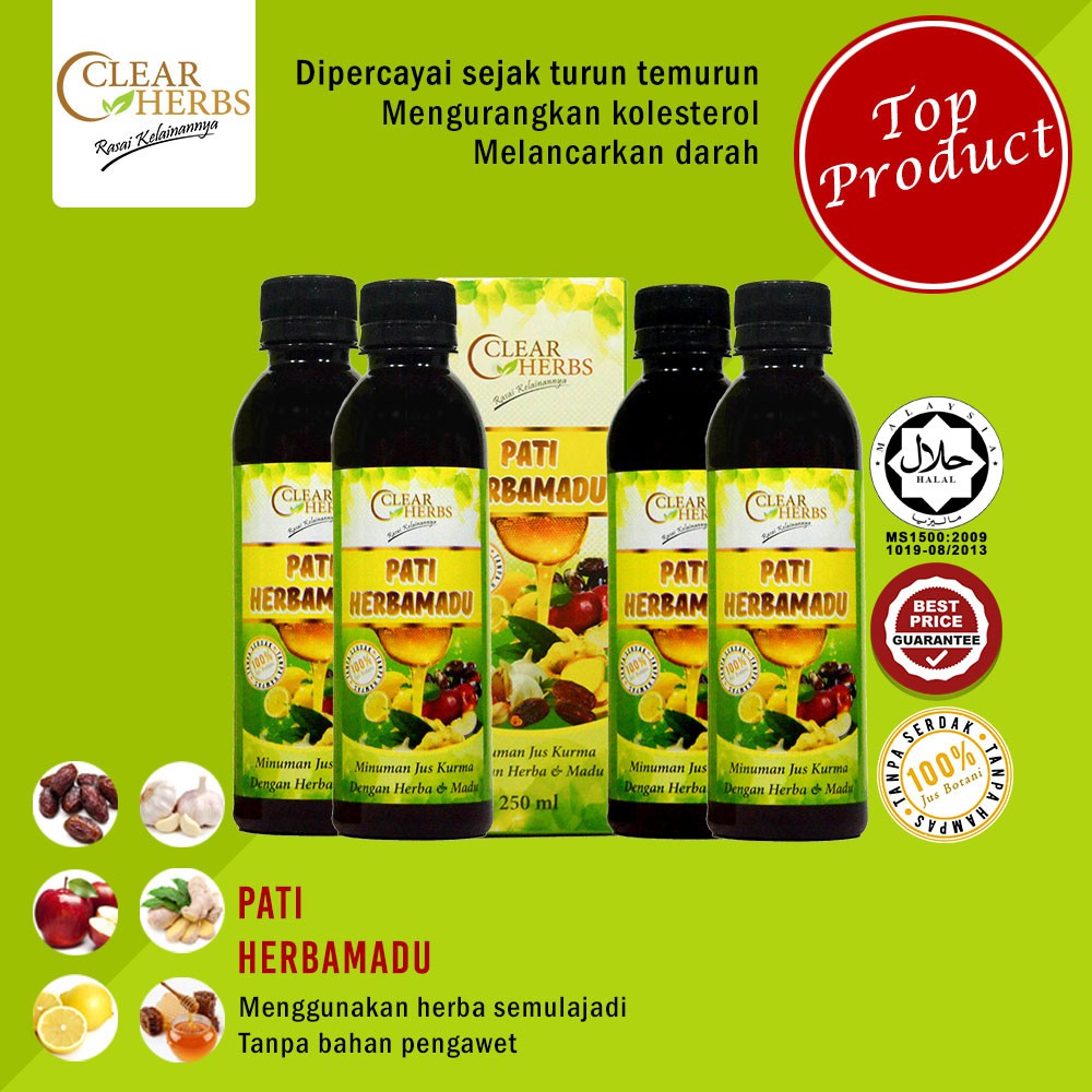4 botol Pati Herba madu bebas kolesterol jantung darah tinggi kolestrol ...