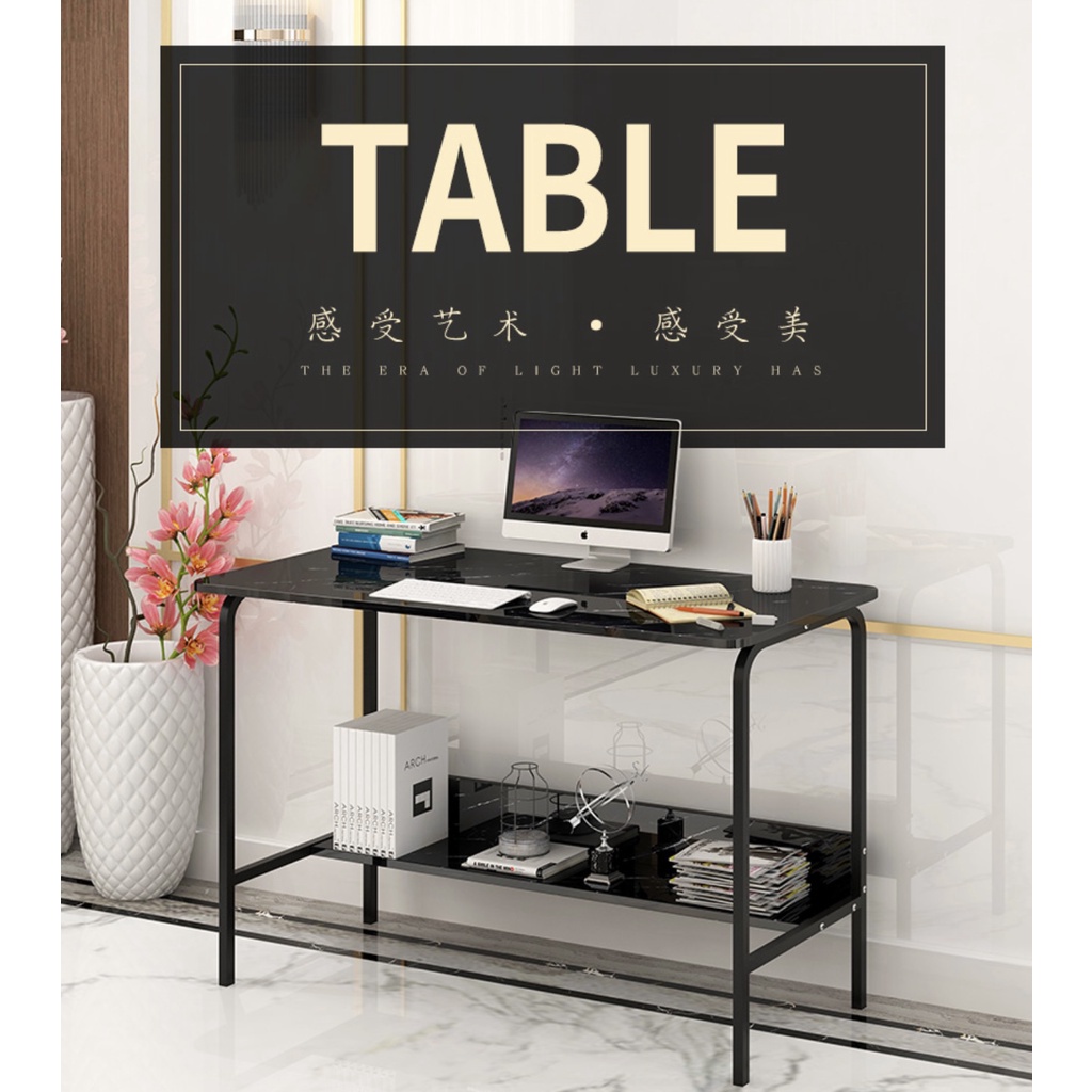 Comes Computer Table Desk Printing Black Marble Design 80cm 100 cm 120 ...