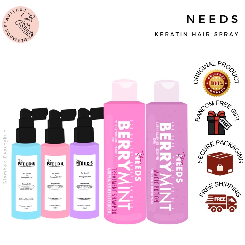 [NEW PACKAGING] NEEDS KERATIN Hair Spray Serum 120ml // Berry Blast ...