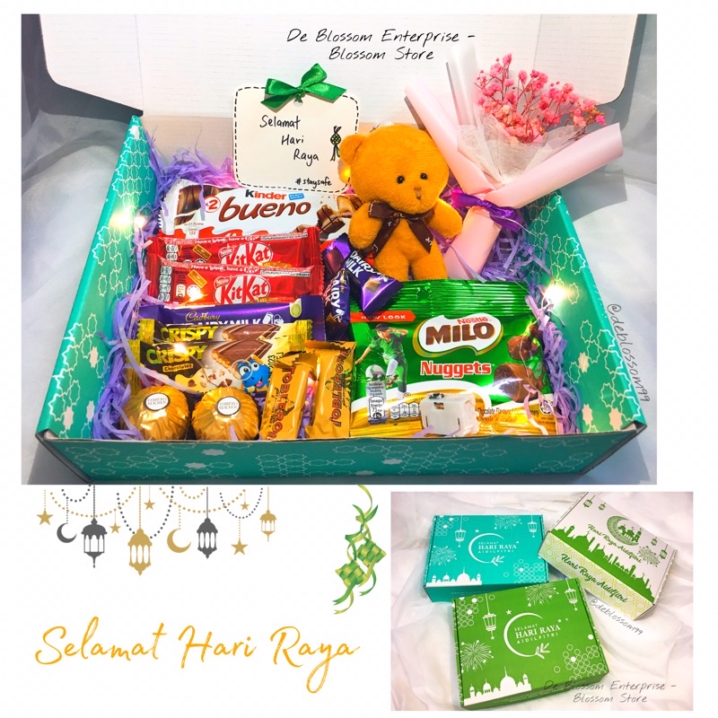 Raya Gift Box Selamat Hari Raya Chocolate Bear Mini Bouquet Birthday ...