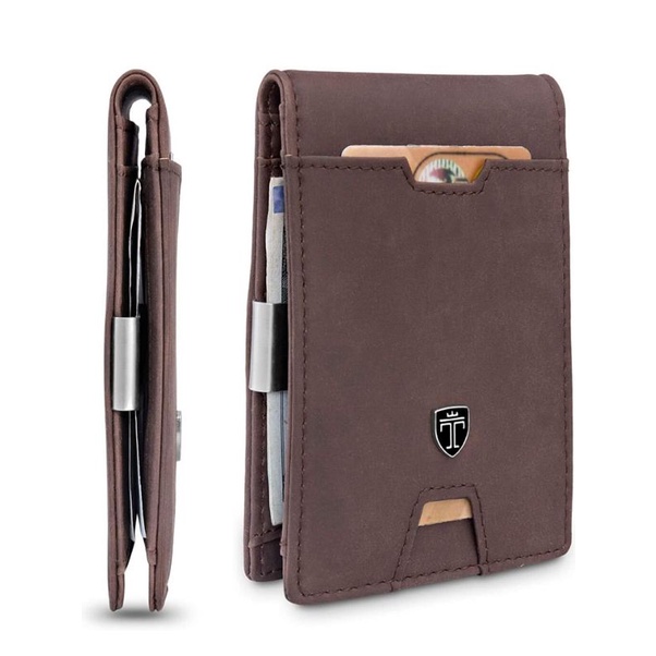 TRAVANDO - AUSTIN Mens Slim Wallet with Money Clip RFID Blocking Bifold ...