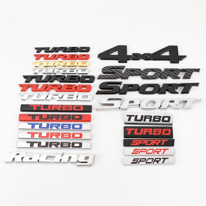 3D Car Sticker Metal Front & Rear Sign 4X4 RACING TURBO SPORT Logo ...