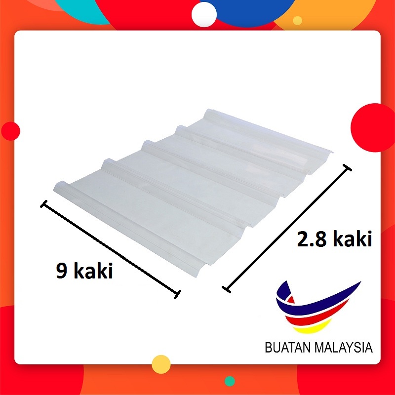 9 FT ATAP CERAH LUTSINAR 1mm ± (KILANG) / CORRUGATED POLYCARBONATE ...