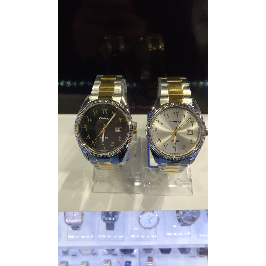 WATCH CASIO Latest Gent Tulisan Jawi Arabic Dial Silver Gold Date MTP ...