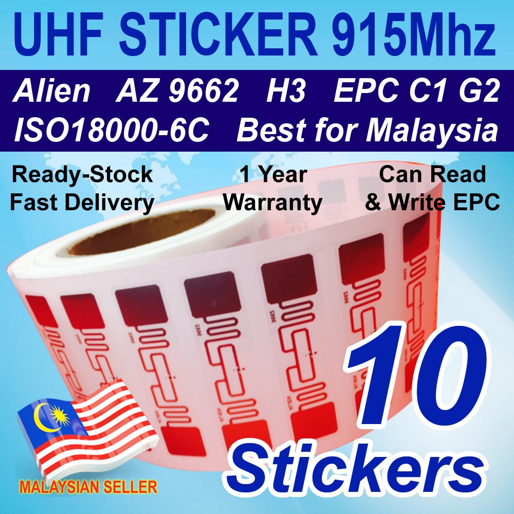 10 x UHF sticker tag WET INLAY long range AZ Alien 9662 6C EPC Writable ...