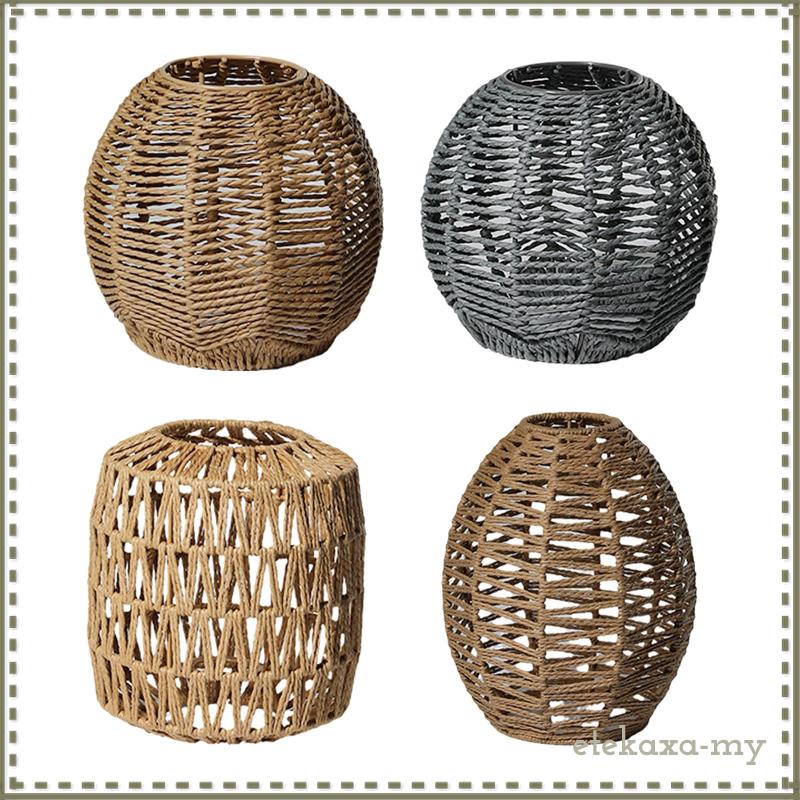 [etekaxaMY] Rustic Rattan Lamp Shade Crafts Lampshade Handmade Weaved ...