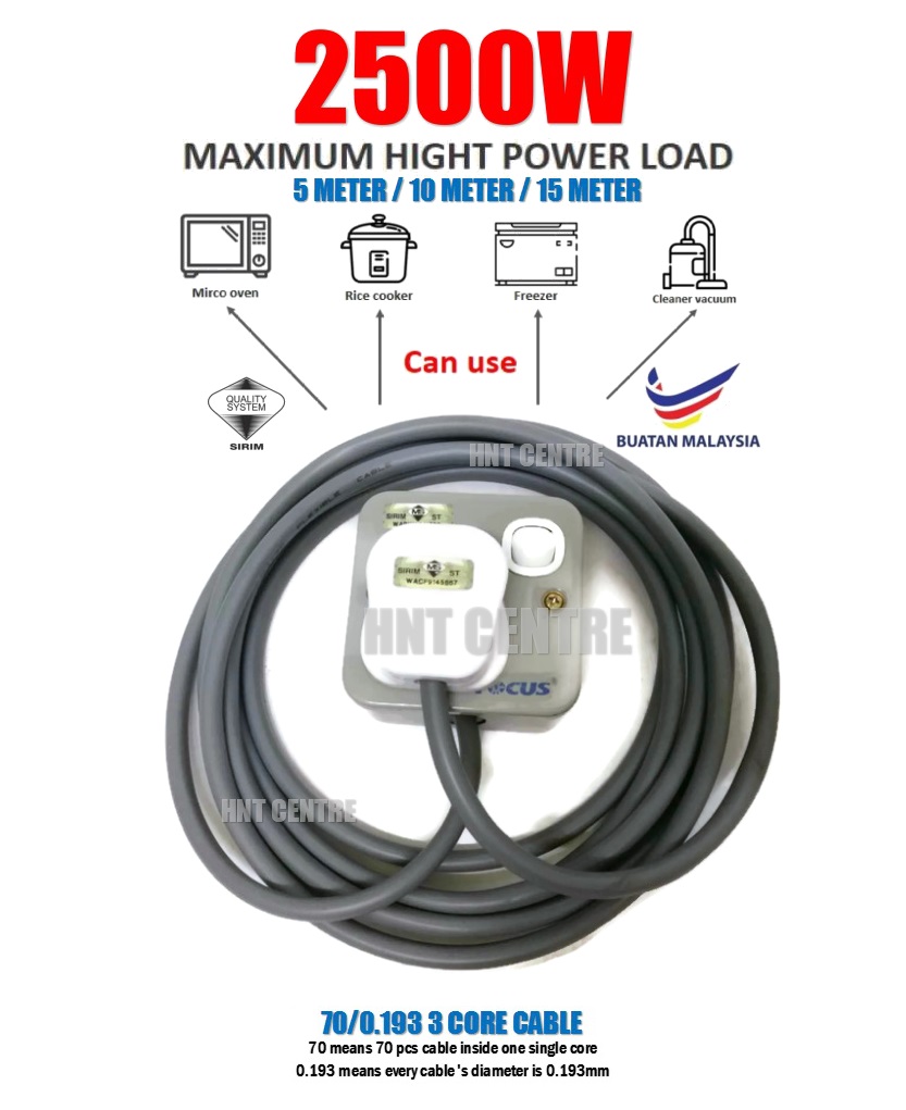 METAL CLAD EXTENSION TRAILING SOCKET EXTENSION WIRE 1 GANG 2M / 3M / 4M ...