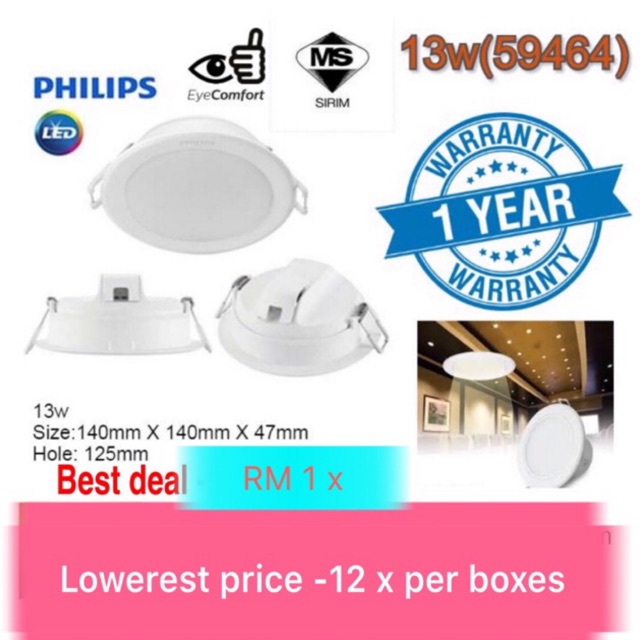 12x Philips 13W LED Original downlight | Shopee Malaysia