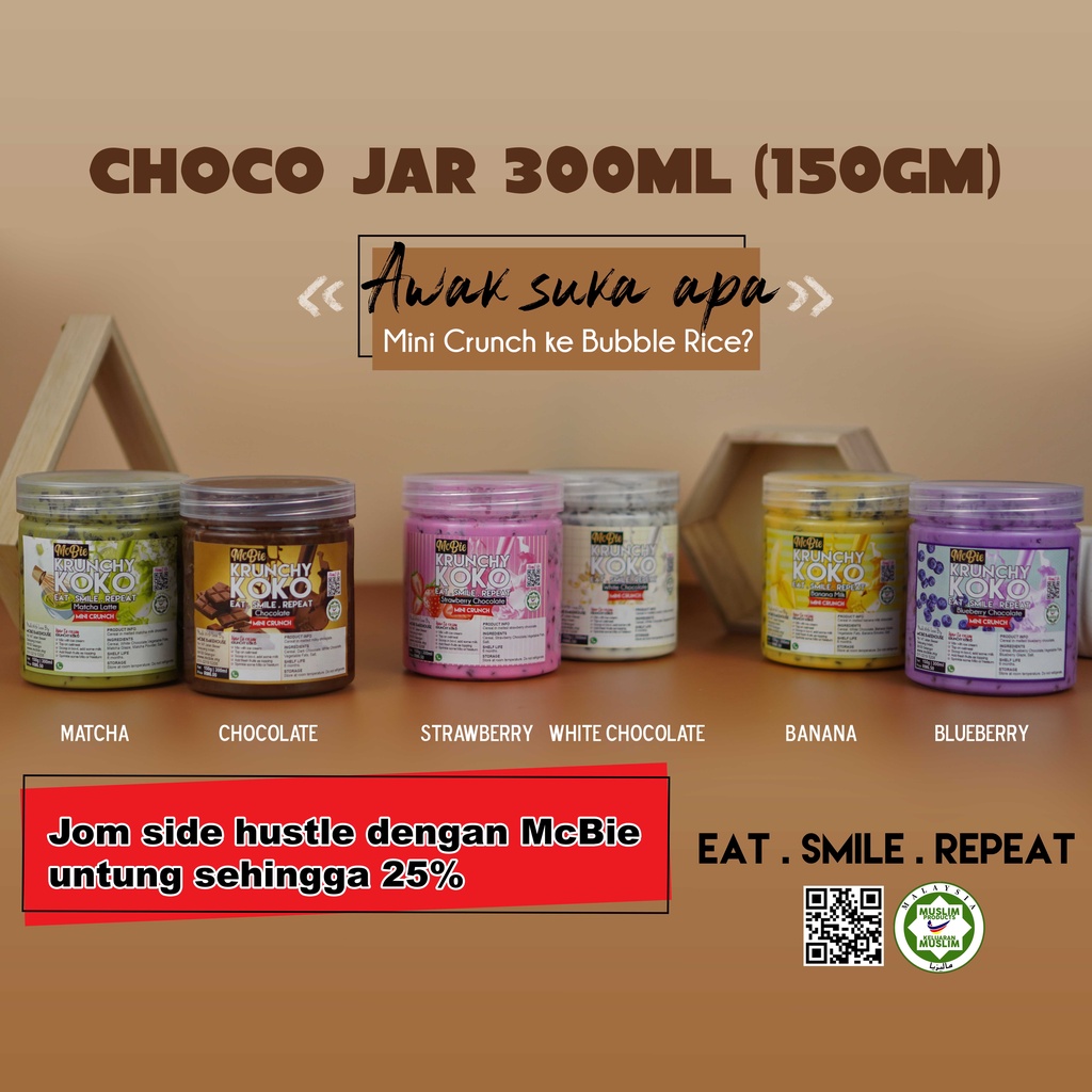 24pcs Borong Choco Jar 300ml Chocolate White Strawberry Matcha ...