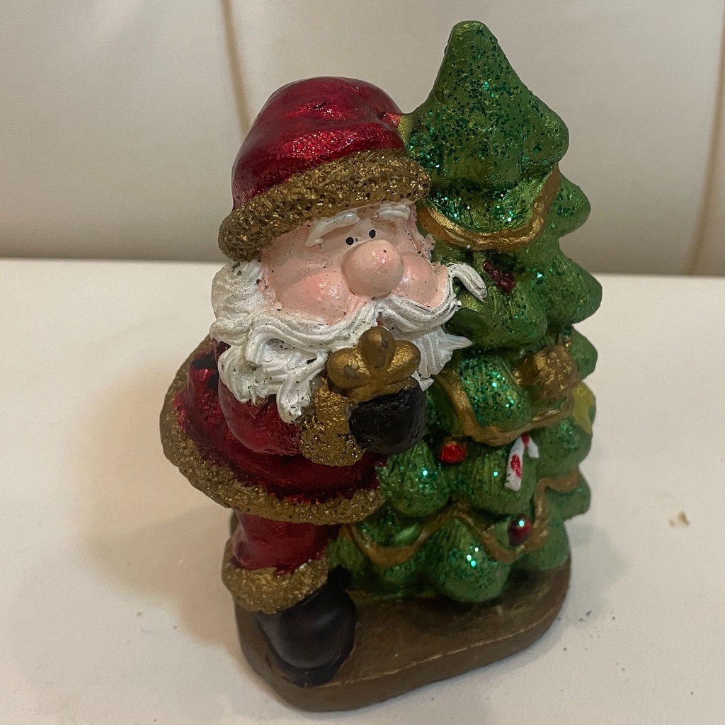 Christmas Village Mini Santa Claus with Tree Display Figurine for the ...
