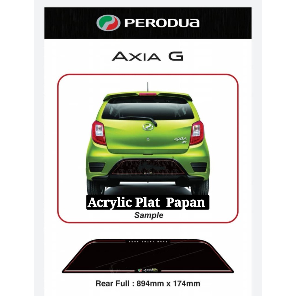 Acrylic Kereta Plat Nombor Papan belakang penuh perodua AXIA logo untuk ...
