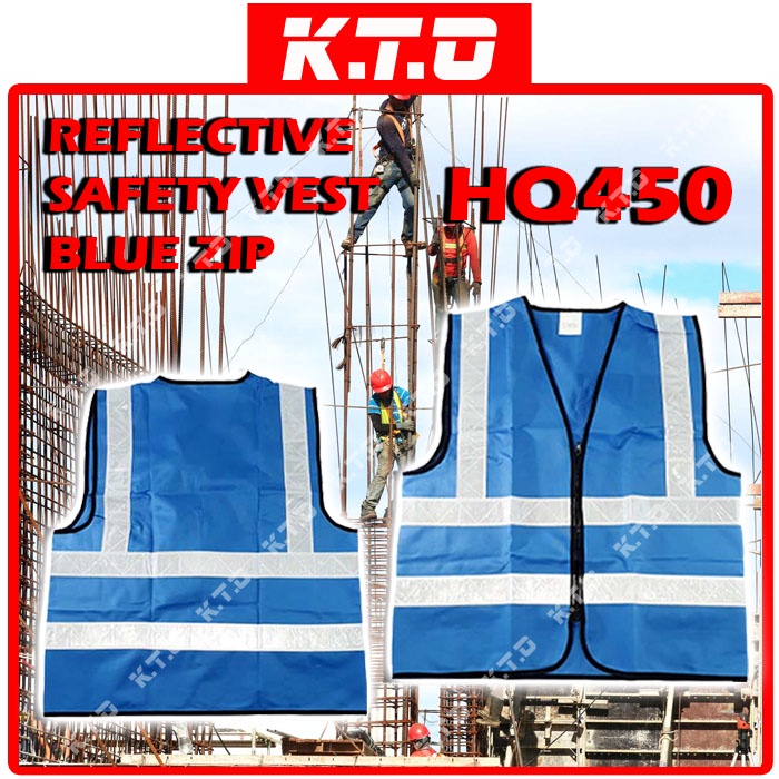 REFLECTIVE SAFETY VEST BLUE ZIP UP FREE SIZE - HQ450BLUE | Shopee Malaysia