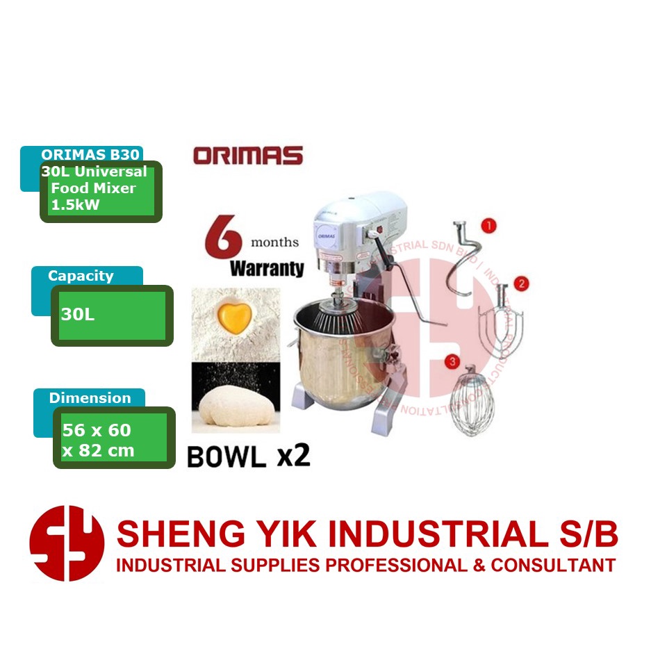 SYI ORIMAS HEAVY FOOD MIXER B30 INDUSTRIAL FLOUR CAKE DOUGH | Shopee ...