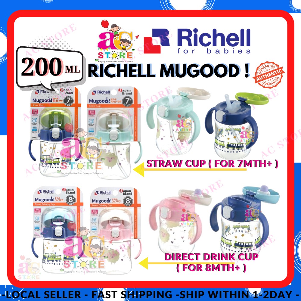 AC- Richell Mugood Straw Cup / Direct Drink Cup (200ml) For 7mth + Baby ...