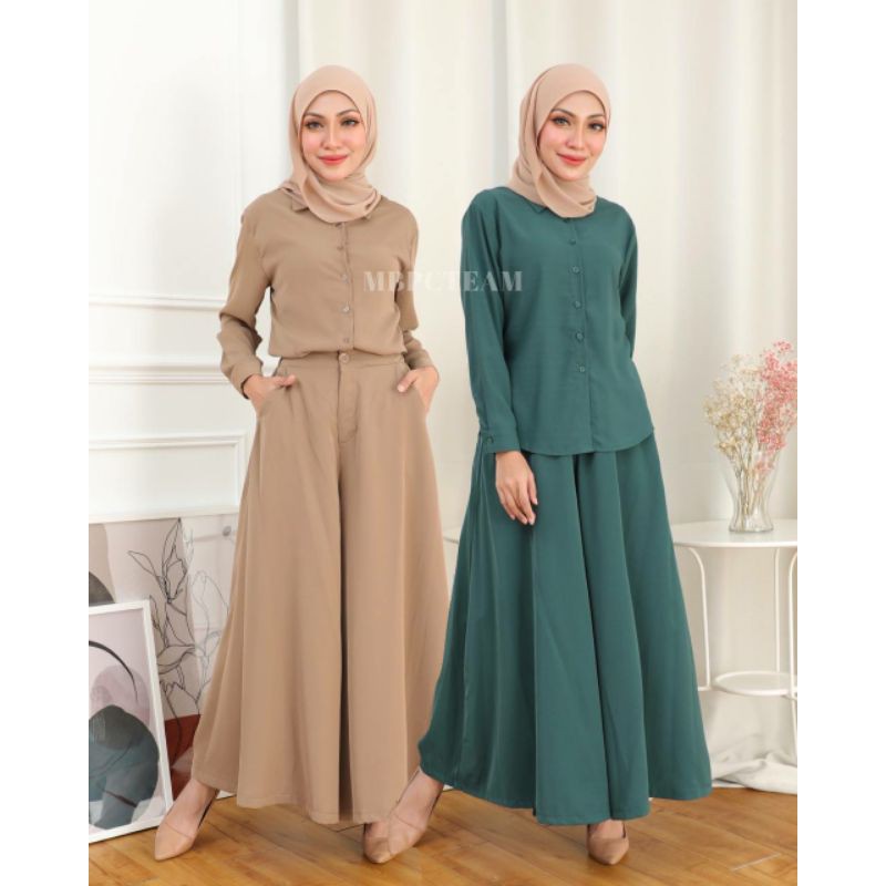AMANDA SUIT(SET PALAZZO SKIRT AND BLOUSE) | Shopee Malaysia