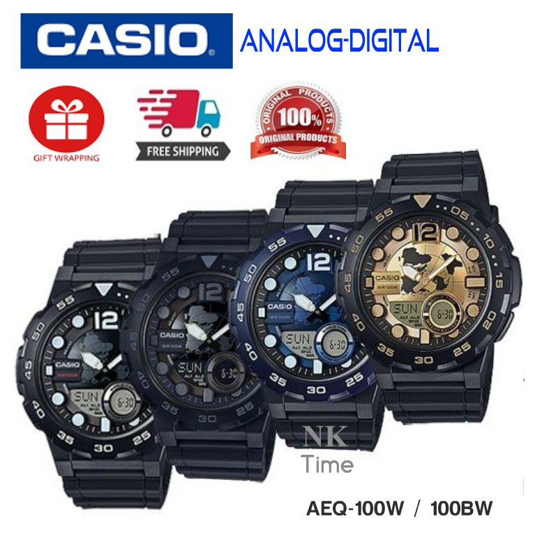 Casio AEQ-100W-1AV / 1BV / 2AV / 100BW-9AV Analog-Digital Watch ...