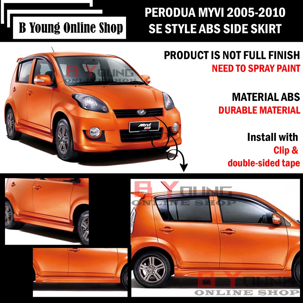 PERODUA MYVI 2005-2010 SIDE SKIRT (SE) ABS SKIRT LIP BODYKIT (Left ...