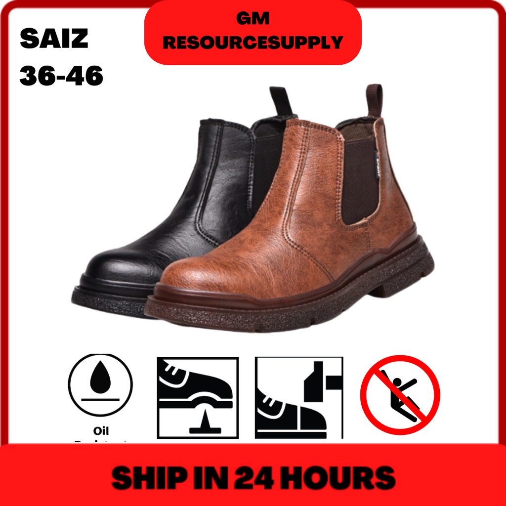 Steel Iron Toe Men Safety Boots Chelsea Design Shoes High Cut Puncture ...