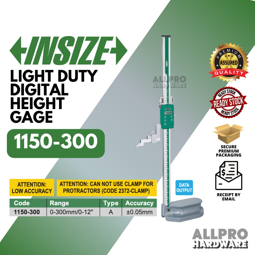INSIZE 1150-300 / 1150-600 / 1151-300A Light Duty Digital Height Gage ...