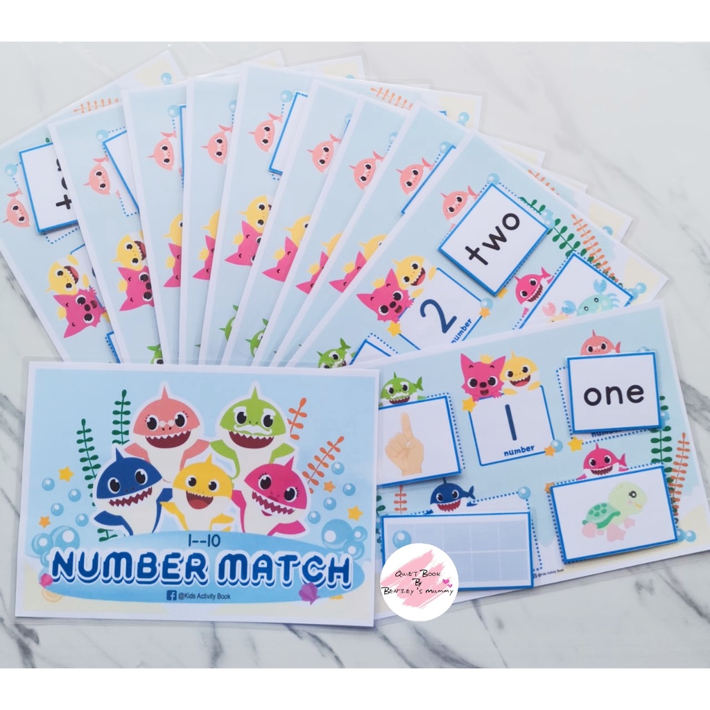 Baby Shark Number Match (1-10)- Quiet Book Busy Book Montessori ...