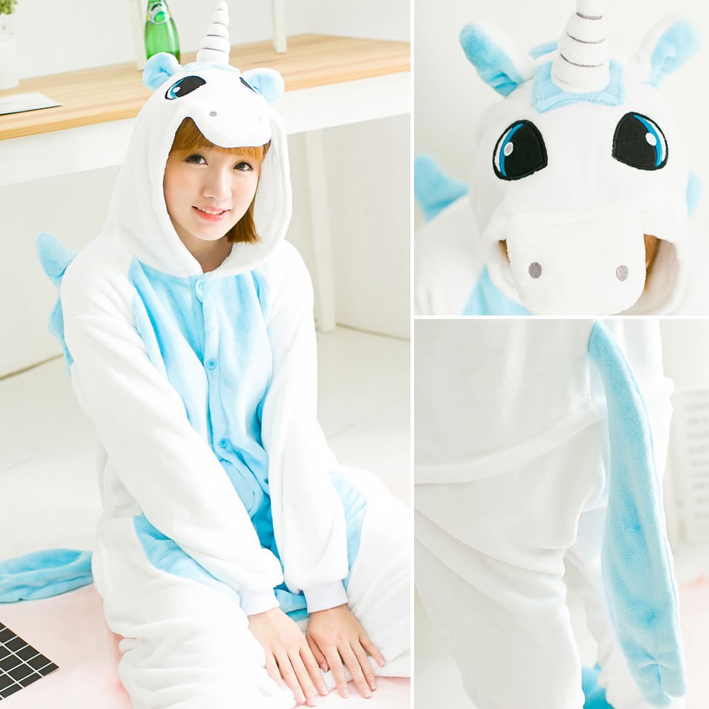 🐳Unisex Kigurumi Unicorn Stitch Panda Pikachu Totoro Tiger Cartoon Flannel Pajamas Women Men ...