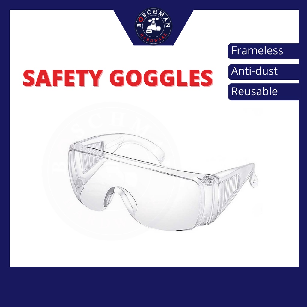 Large Frameless Clear Safety Goggles transparent protective face mask ...