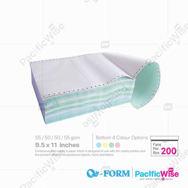 QForm/Computer Form 4 Ply 2 up Colour/Kertas Komputer/9.5" x 11" (3 ...