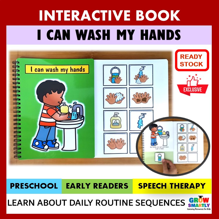 I CAN WASH MY HANDS Interactive Book Busy Book Quiet Book English Story ...