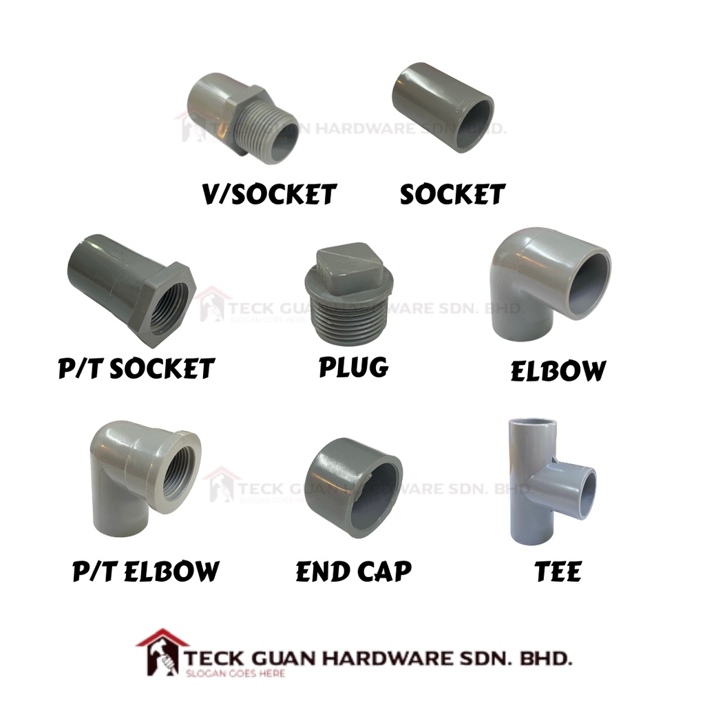 15MM - 25MM PVC fittings VALVE SOCKET/ SOCKET/ P/T SOCKET/ PLUG/ ELBOW ...
