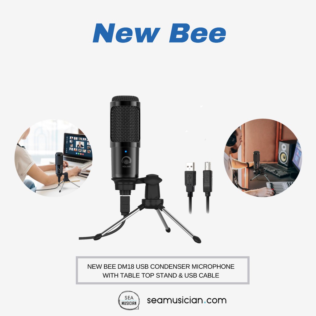 NEW BEE DM18 USB CONDENSER MICROPHONE FOR RECORDING, GAMING, STREAMING ...