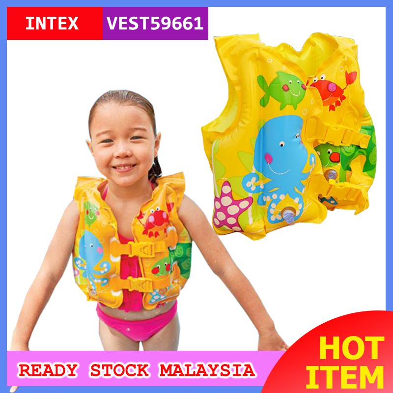 INTEX 59661 Tropical Buddies Inflatable Kid Swim Vest Life Jacket (41cm ...