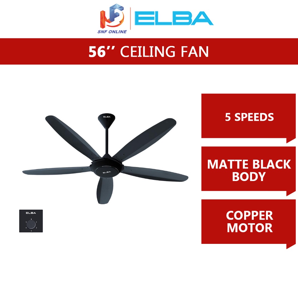 Elba 56" 5 Speed Regulator Control Ceiling Fan 5 Blades ECF-K5605(BK ...