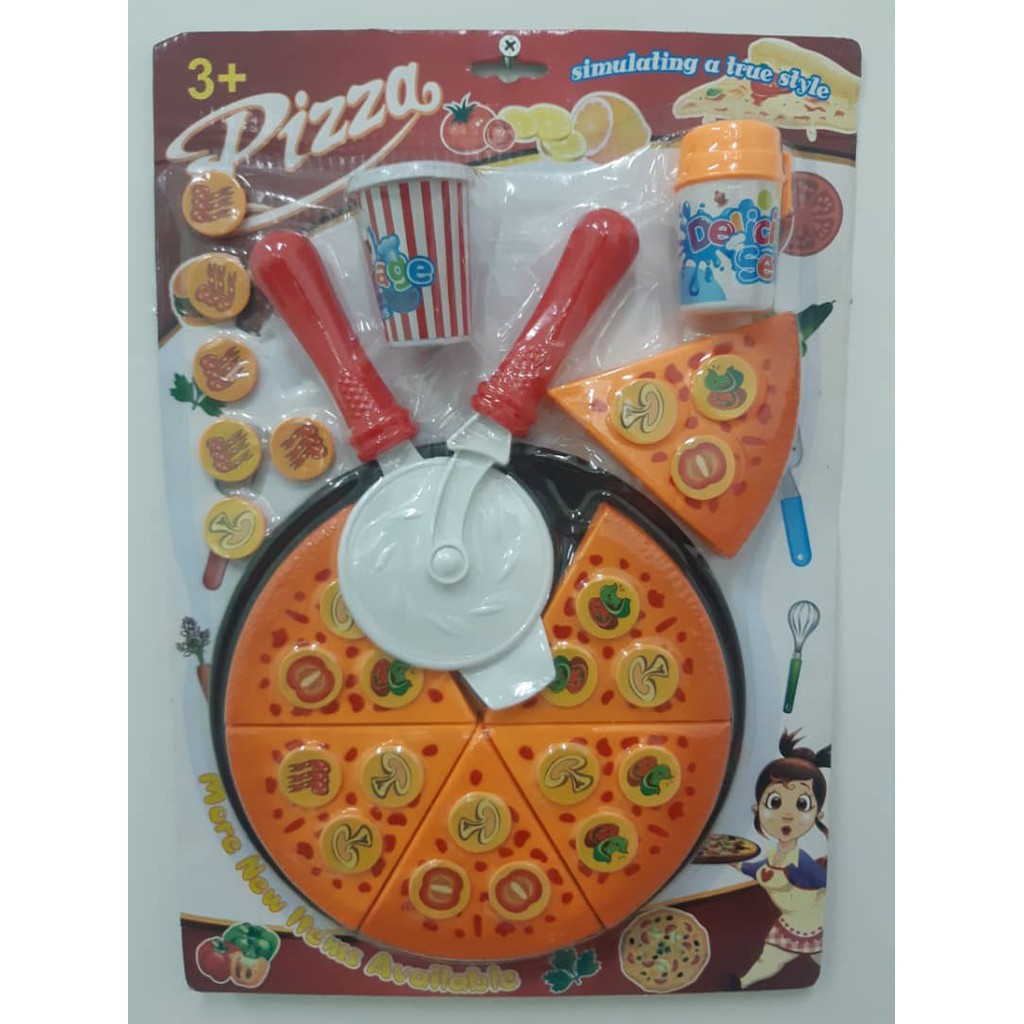 Kids Cutting Toys Pizza Set with Knife Girls Kitchen Pretend Play Toys ...