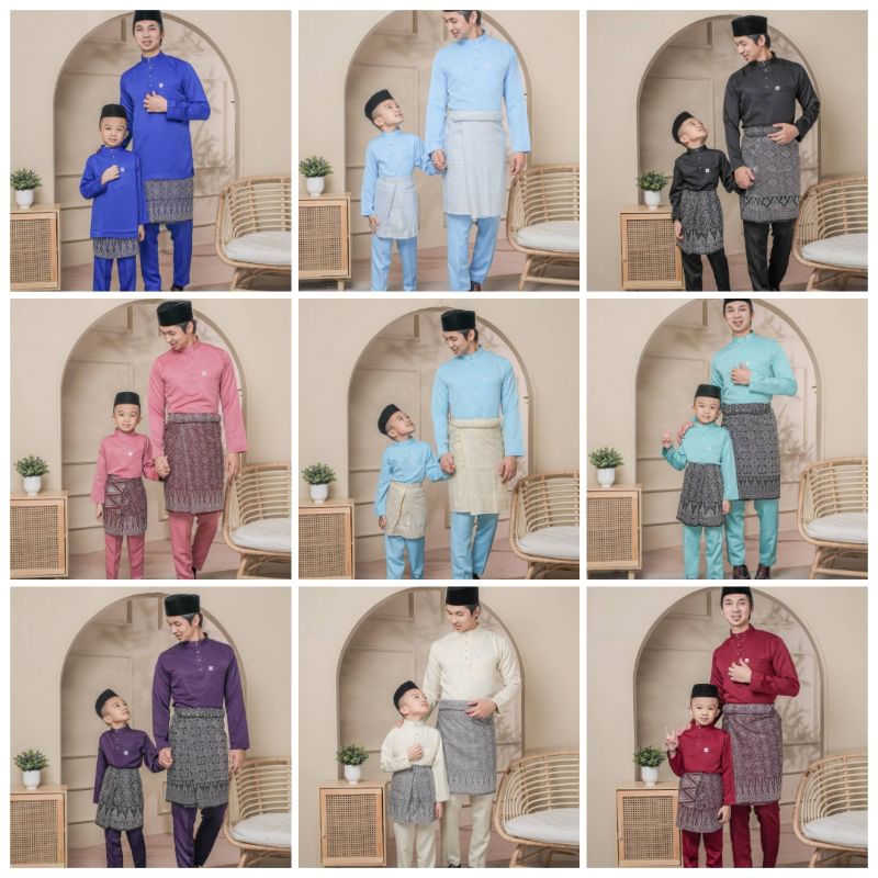 BAJU MELAYU SLIM FIT SAKURA DEWASA DAN KANAK-KANAK (SEDONDON ) AR BLACK ...