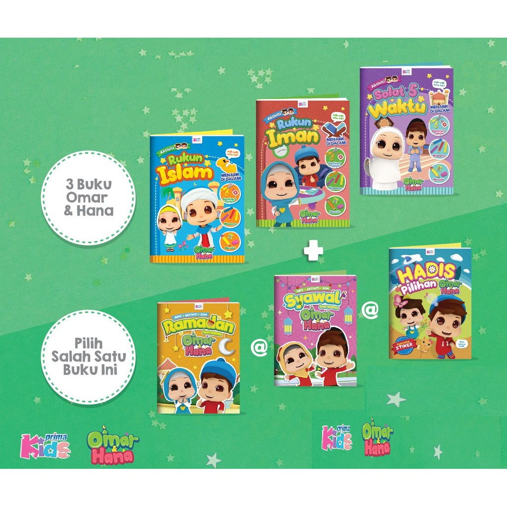 KIDS PRIMA: Buku Aktiviti OMAR & HANA Rukun Iman, Rukun Islam, Solat 5 ...