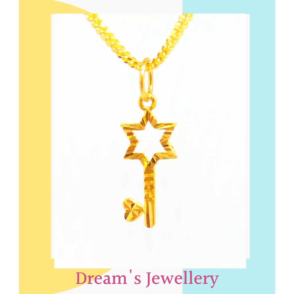 Dreams Jewellery 916 Gold Key Pendant / Loket Kunci Emas | Shopee Malaysia