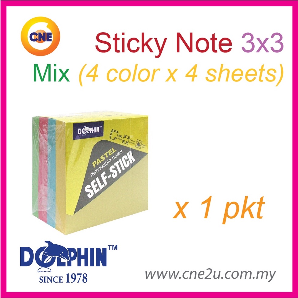 Dolphin Self-Stick Notes Neon Color 50*76mm 300S / PASTEL COLOR 75*75mm ...