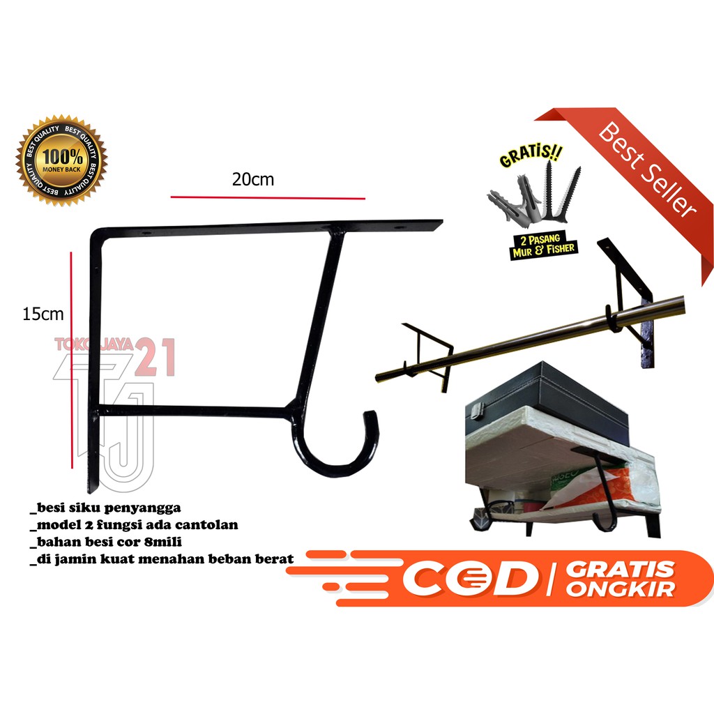 SIKU Angle iron shelf support (shelf shelf) 20x15 (hanger) | Shopee ...