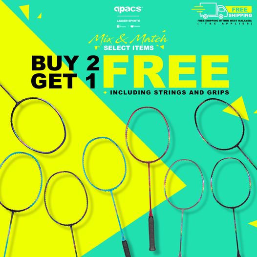 APACS RACKET STRENGTH 10, STATUS 15, STUNNER 18 PROMOTION PACKAGE ...
