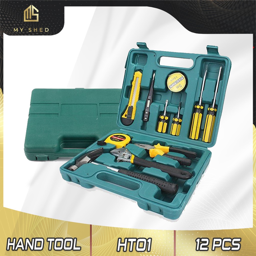 HT01 12 Pcs Set Hardware DIY Hand Tool Set HJ-CO12B with Plastic ...