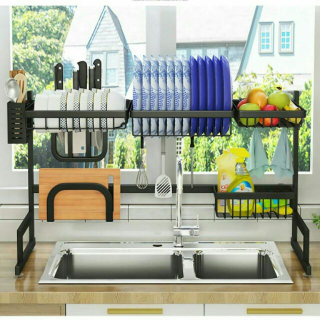 (Ready Stock) Kitchen Stainlee Steel Dish Rack / Black Dish Rack ...