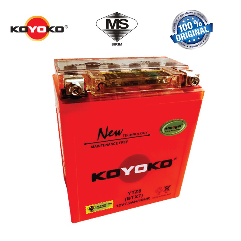 YTZ8 Koyoko Motorcycle Batteries Nanogel Battery (G2) Motor Battery ...