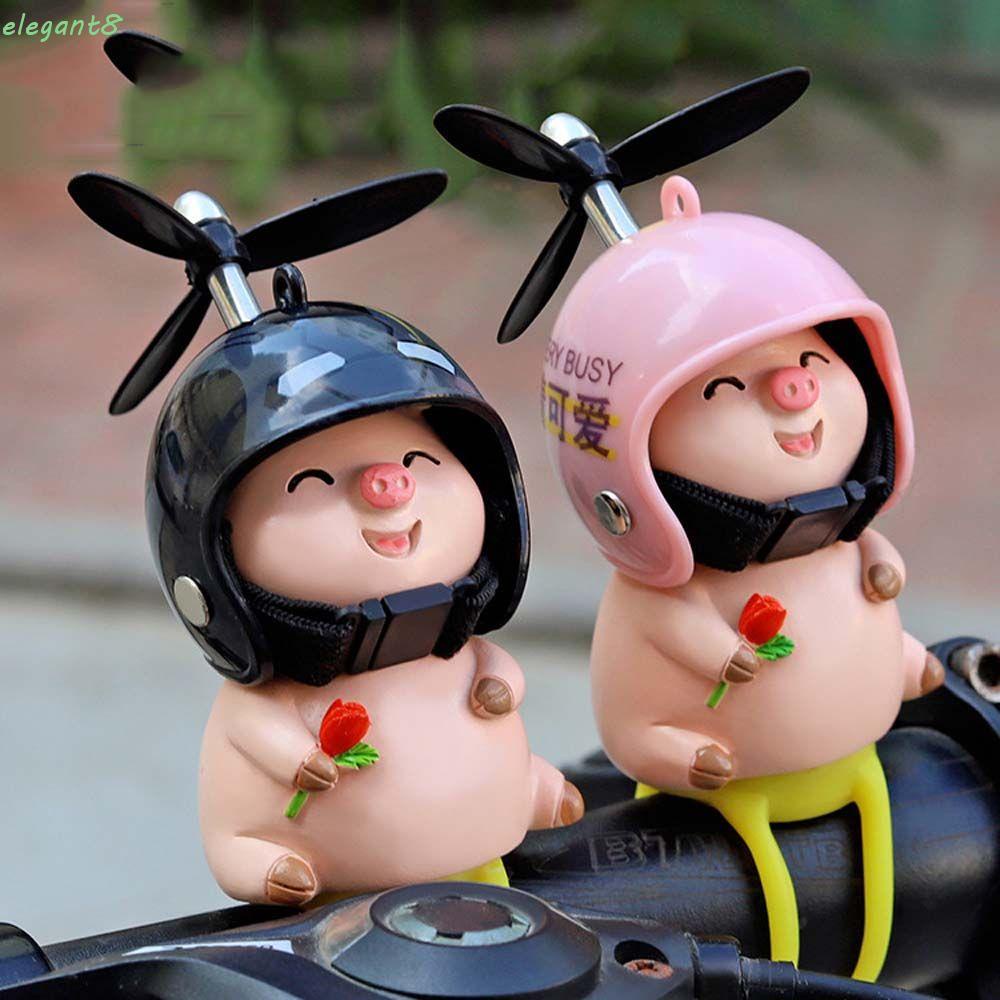 ELEGANT Resin Little Pink Pig Ornaments Riding Cycling Piggy Car ...