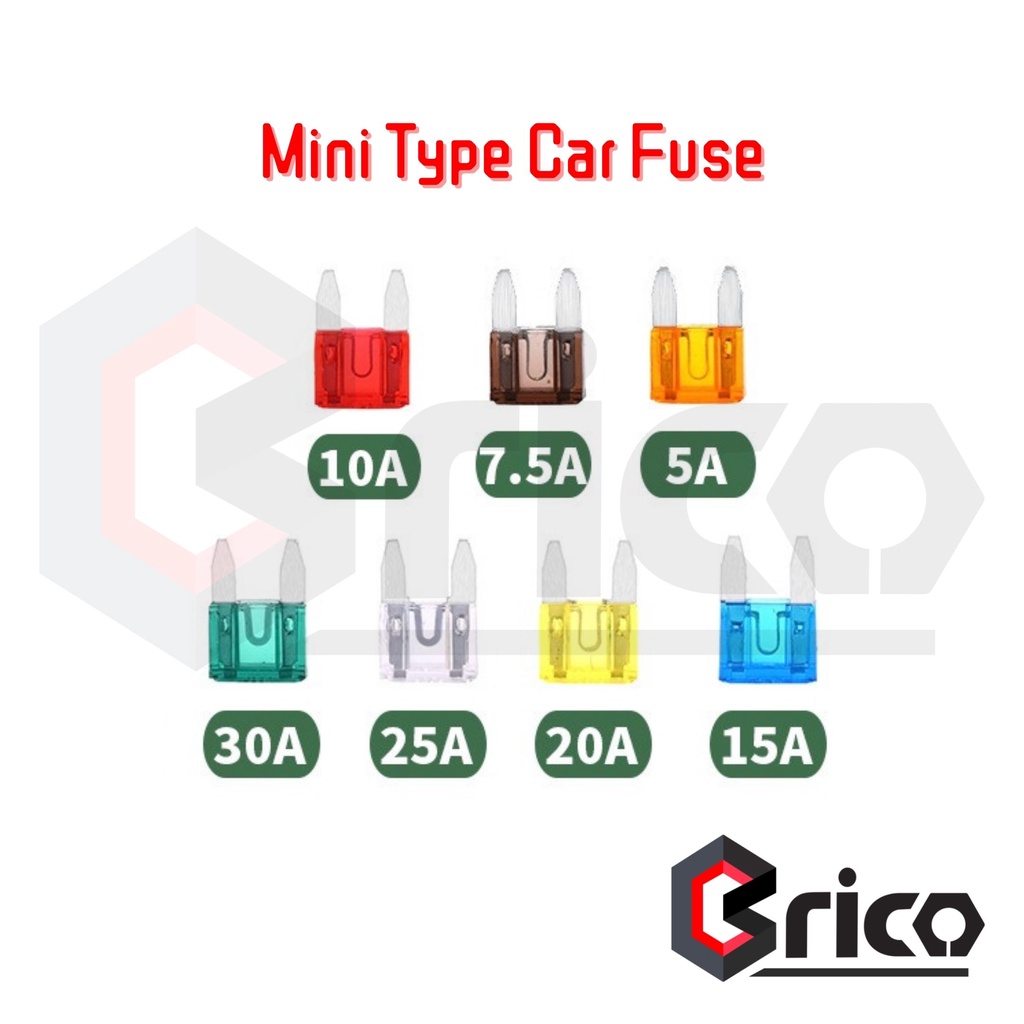 Brico Car Fuse Mini Type Blade Plug in Fuse CAR PLUG FUSE (10PCS ...