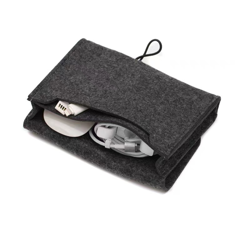(6INCH)MR FELT CABLE BAG Organizer cable bag USB Charger Earphone ...