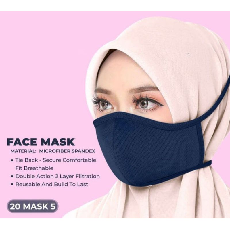 FACEMASK Fabric Tie On Washable Topeng Pelitup Muka Kain Microfibre ...