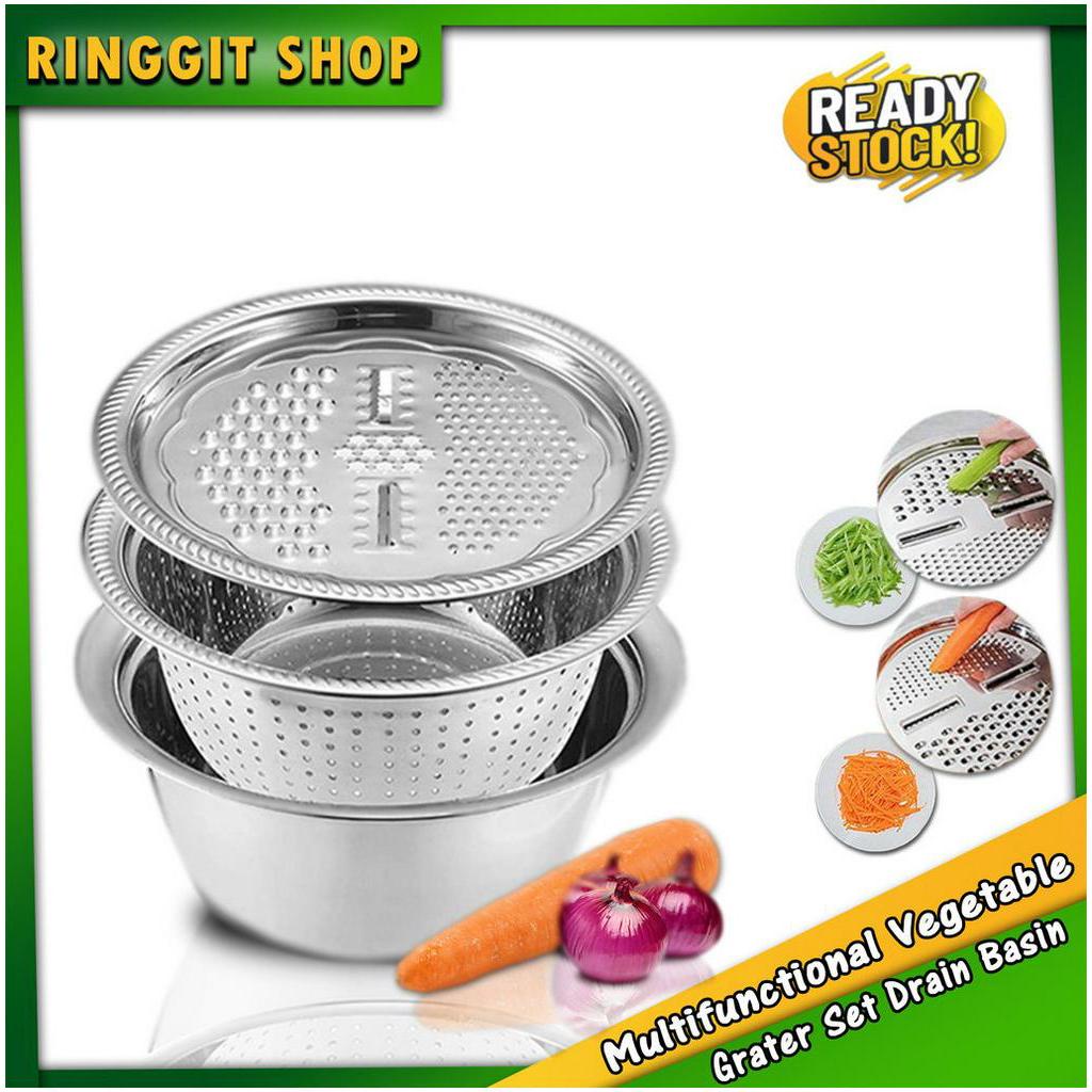 Ringgit Shop Multifunctional Stainless Steel Practical Drain Basin Vegetable Grater Set Kitchen ...