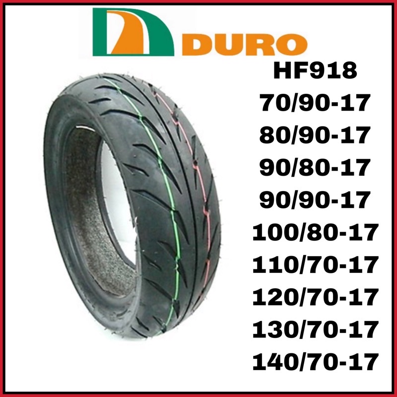 DURO TUBELESS TYRE HF918 17 inch 70/90, 80/90, 90/80, 90/90, 100/80 ...